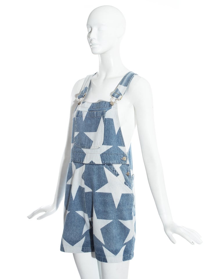 Vivienne Westwood blue denim star print 'Mini Crini' dungarees. ss 1985 ...