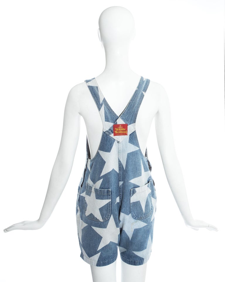 Vivienne Westwood blue denim star print 'Mini Crini' dungarees. ss 1985 ...