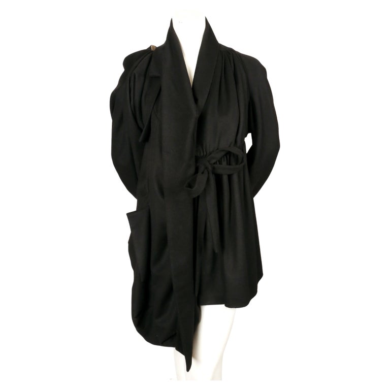 VIVIENNE WESTWOOD draped black wool coat For Sale at 1stDibs