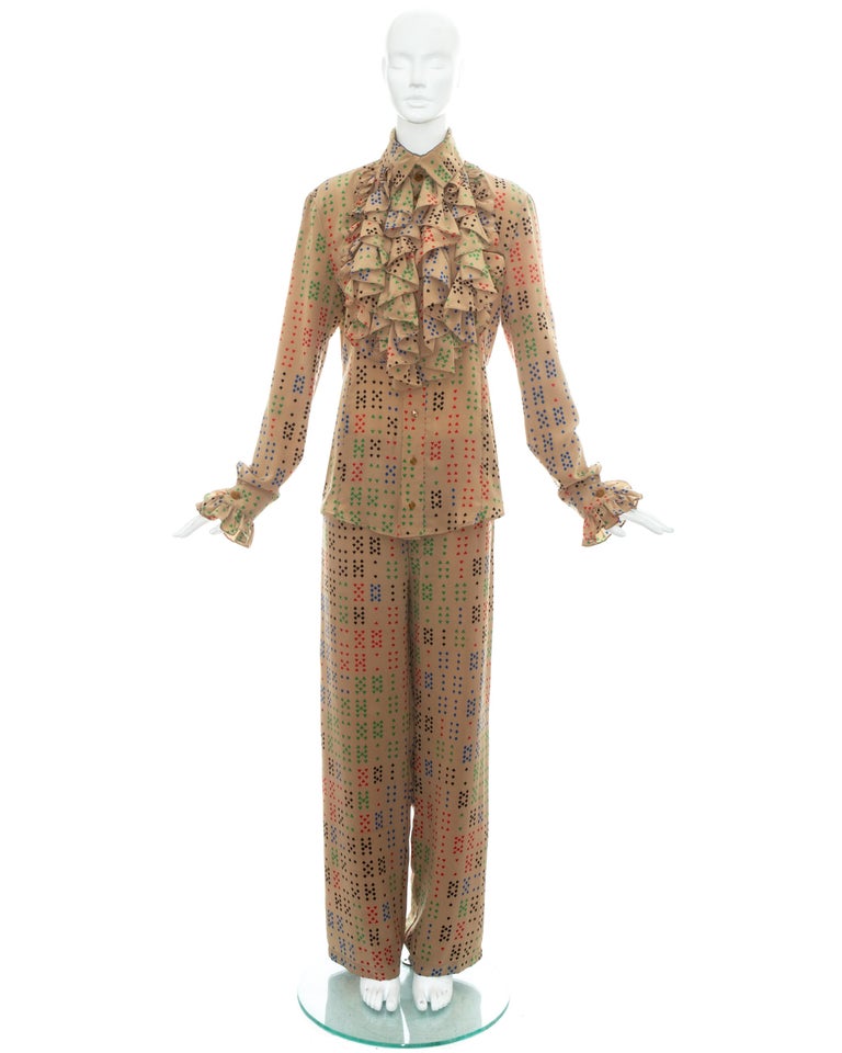 Vivienne Westwood mens tan ruffled pant suit, ss 1997 For Sale at 1stDibs