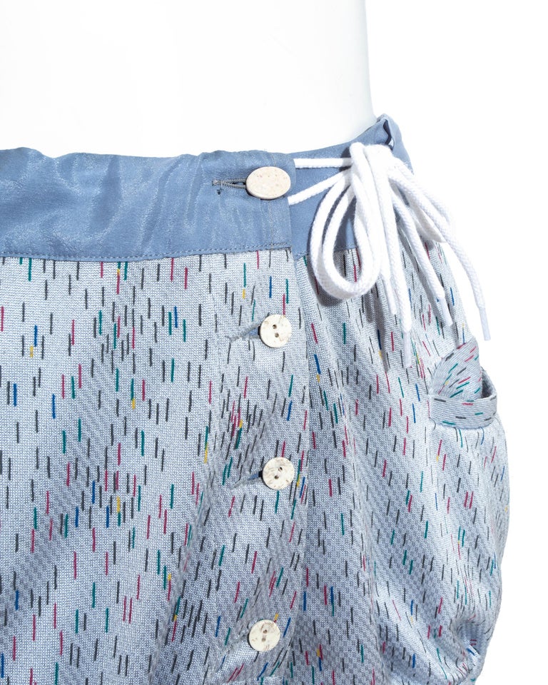 Vivienne Westwood "Mini Crini" blue printed button-down shorts, ss 1985 ...