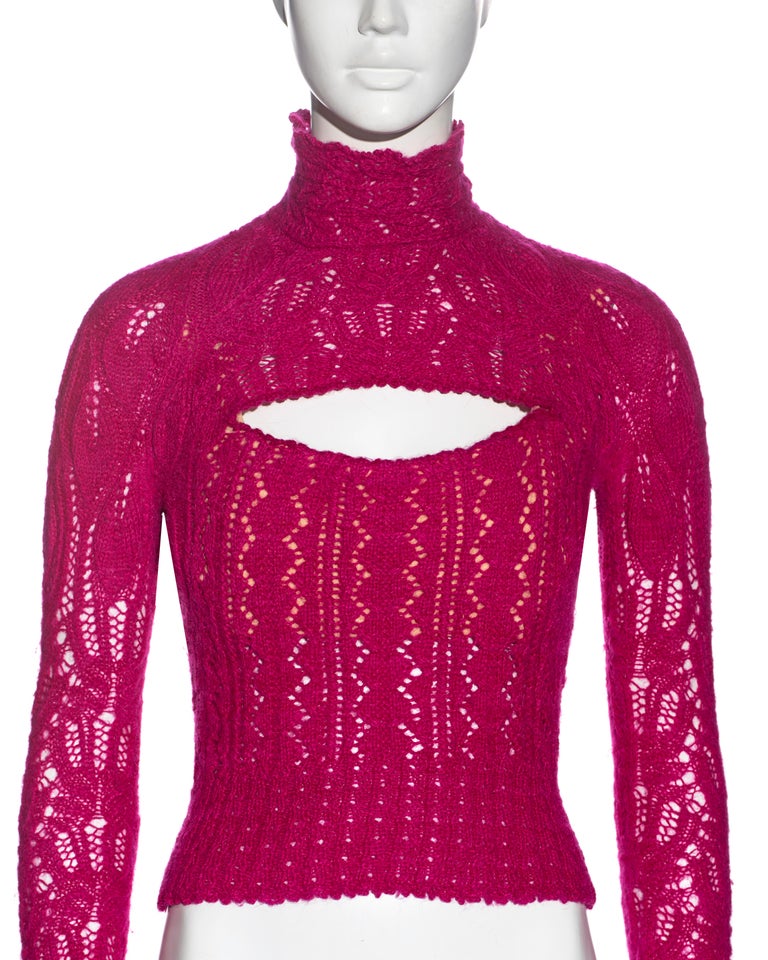Vivienne Westwood pink knitted Angora wool corset sweater, fw 1993 For ...