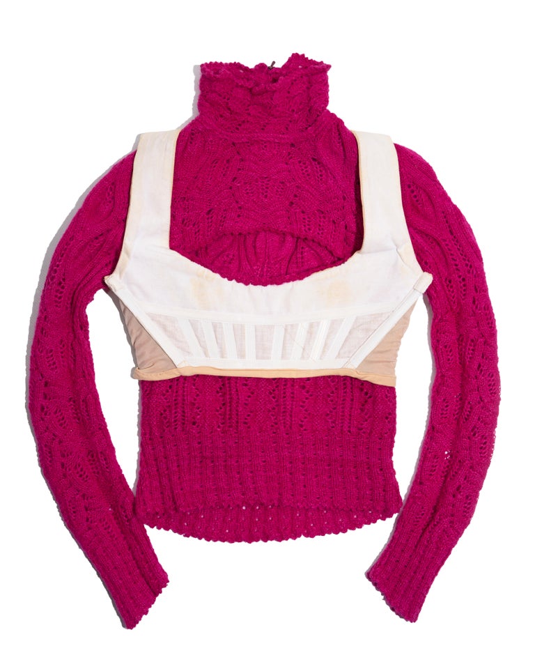 Vivienne Westwood pink knitted Angora wool corset sweater, fw 1993 For ...