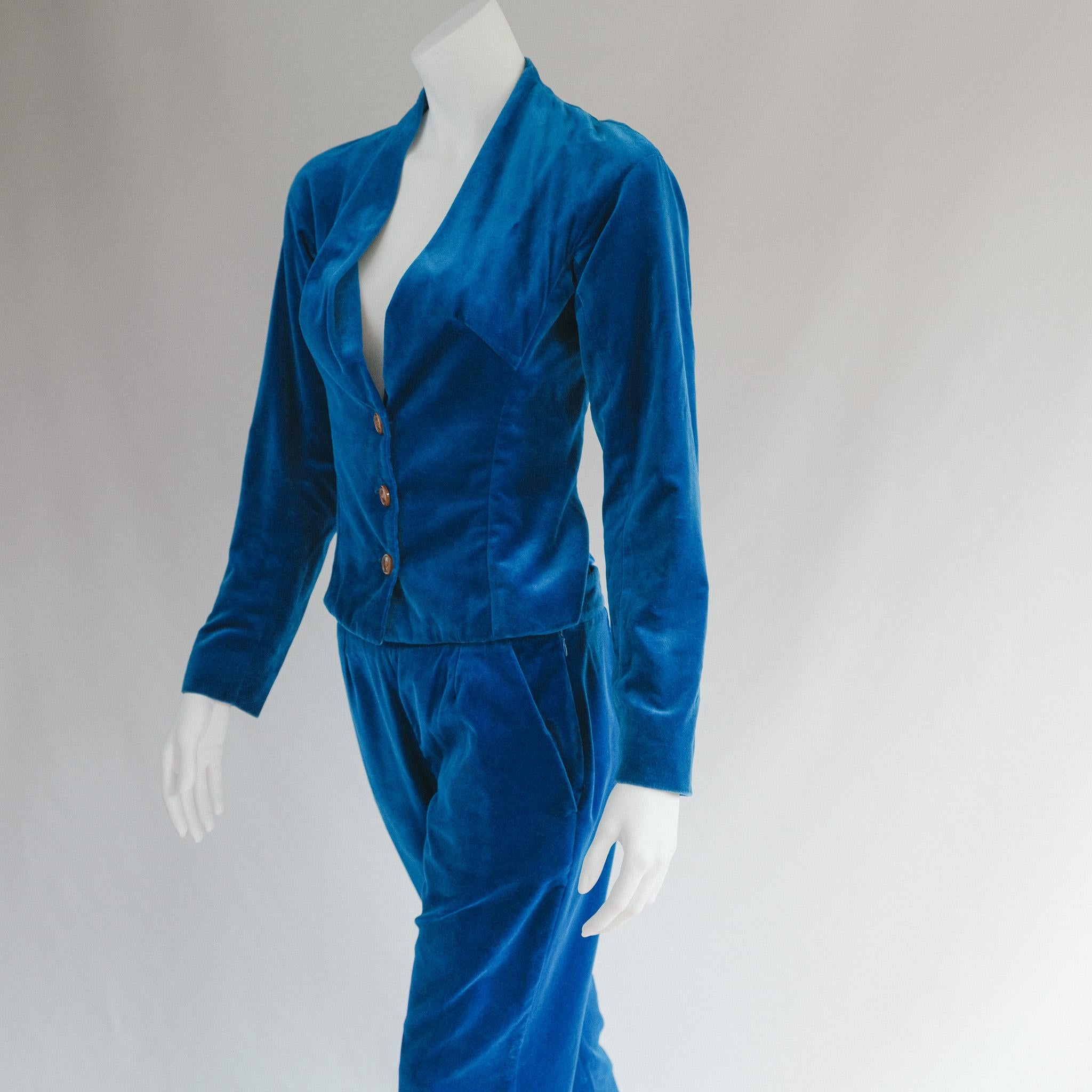 Vivienne Westwood Red Label Electric Blue Velvet Trouser Suit Size 42 ...