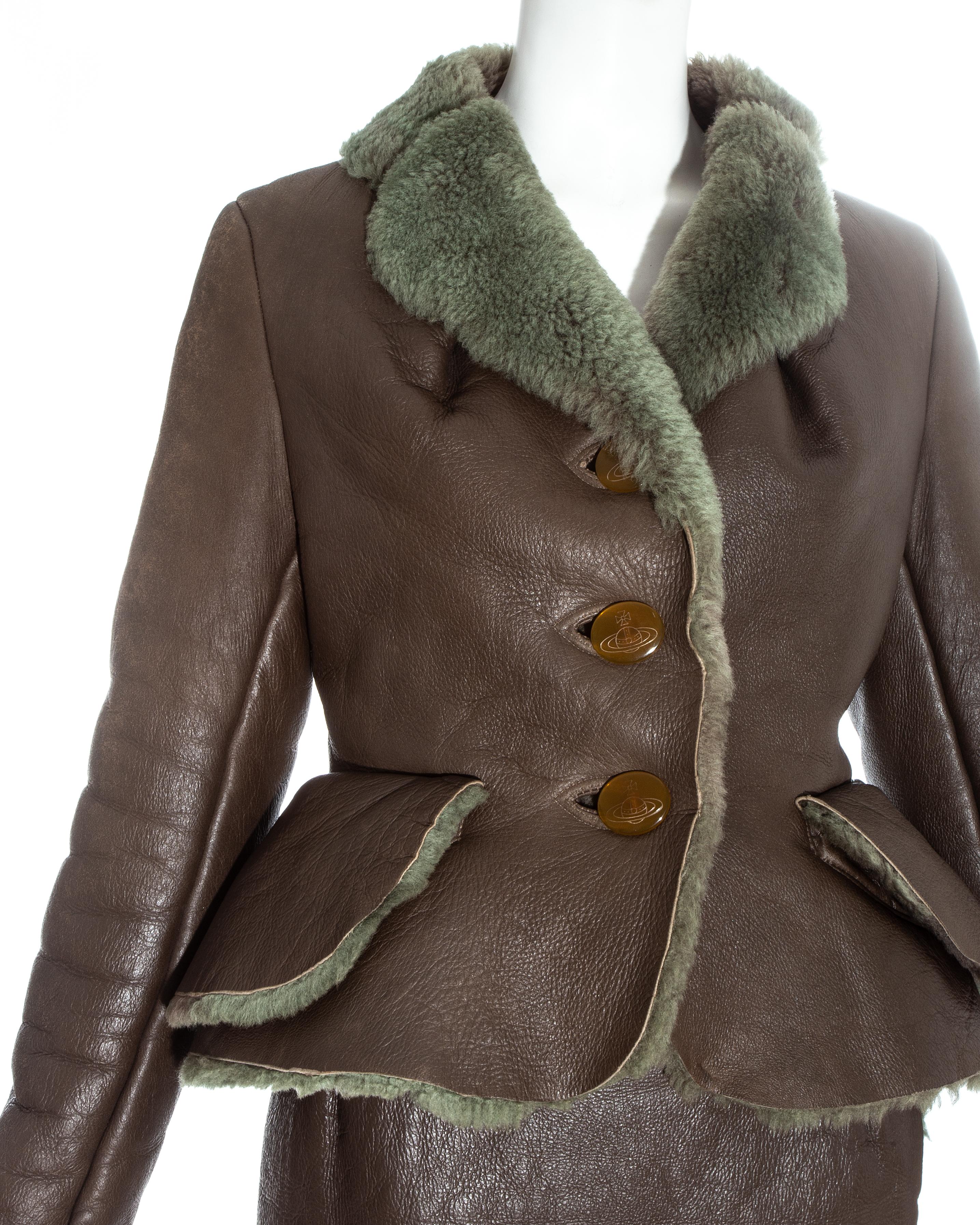 Vivienne Westwood taupe sheepskin mini skirt suit, fw 1994 at 1stDibs ...