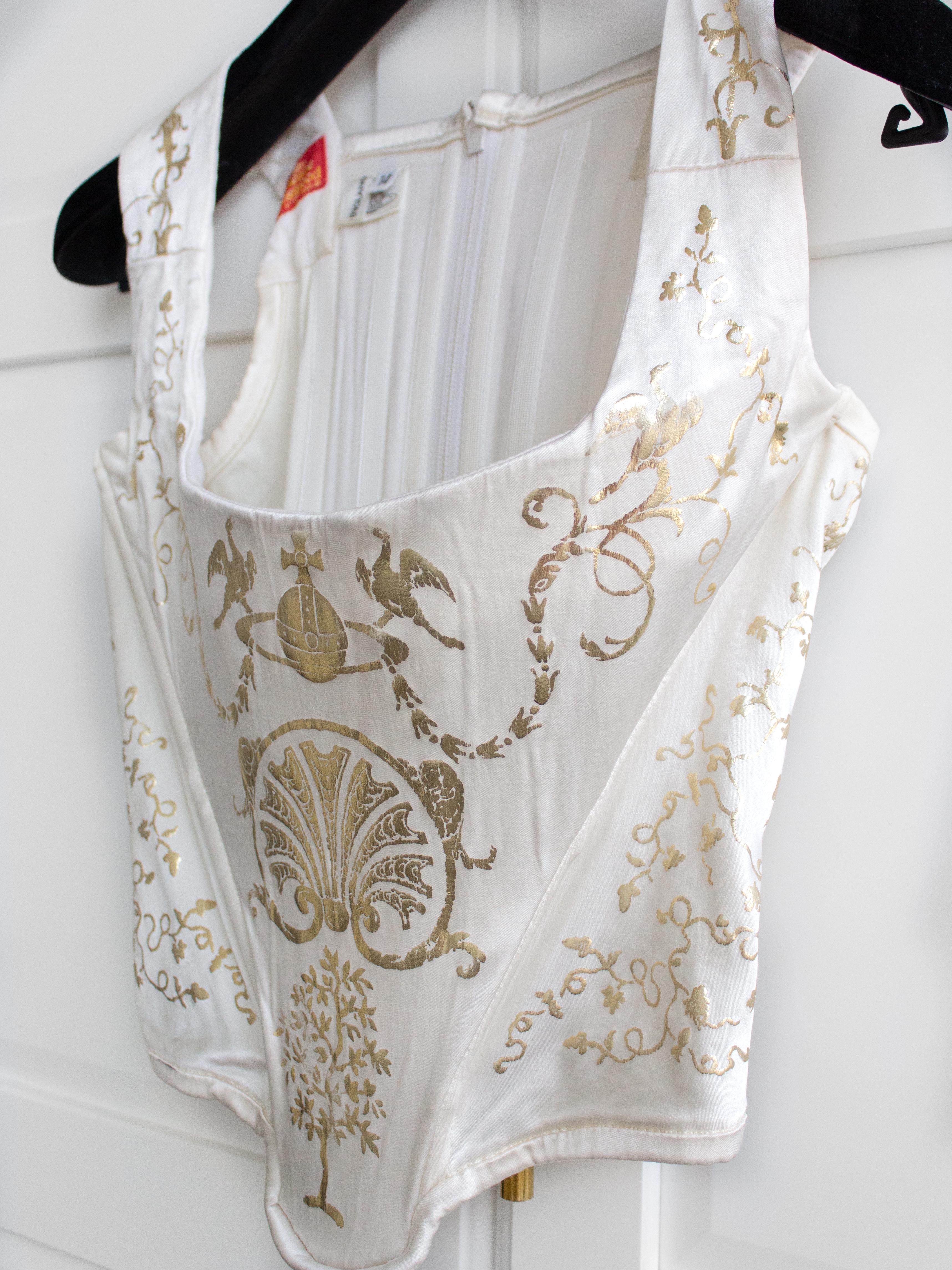 Vivienne Westwood Vintage F/W 1991 White Gold Boulle Satin 90s Corset ...