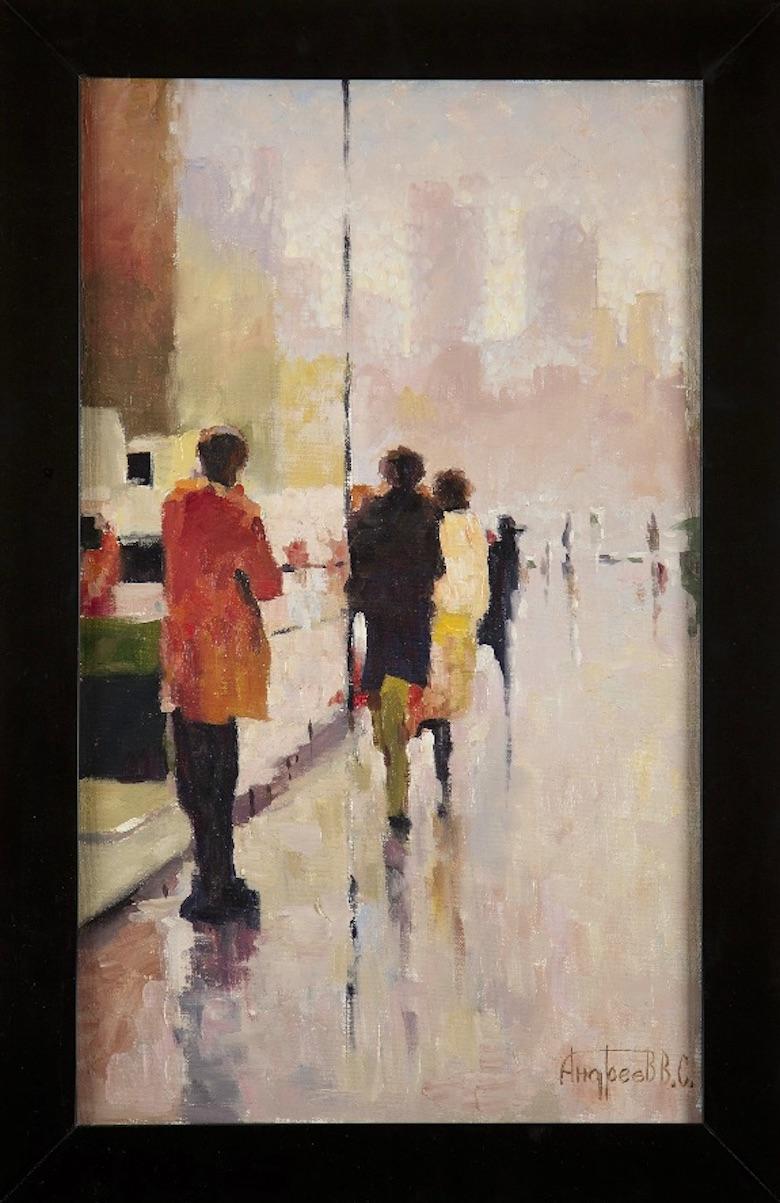 Anthony Hedges - Park Walk, Impressionist City Scene, Signed Oil ...