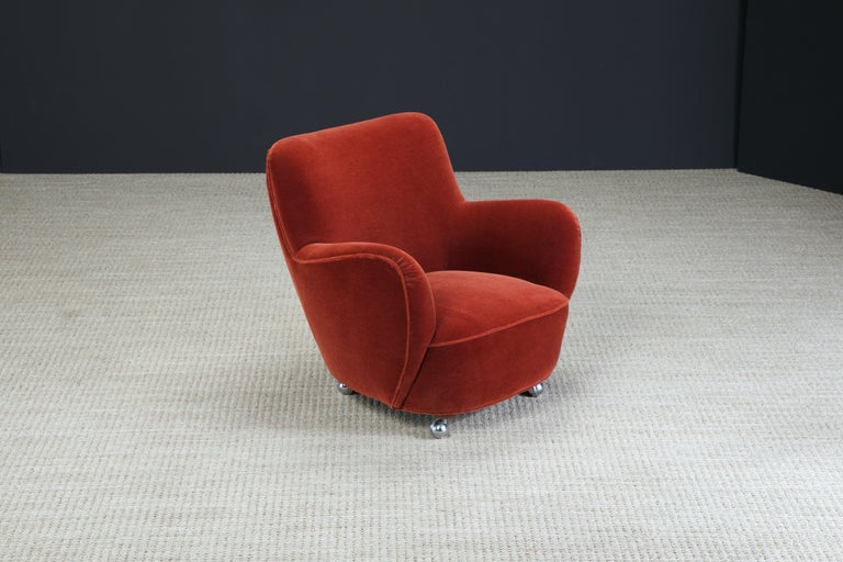 Vladimir Kagan Model #100A Barrel Lounge Chair in Velvet, c. 1973 ...