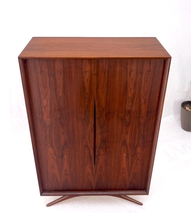 Vladimir Kagan Walnut Dresser Two Door Cabinet Chifforobe on Slayed ...
