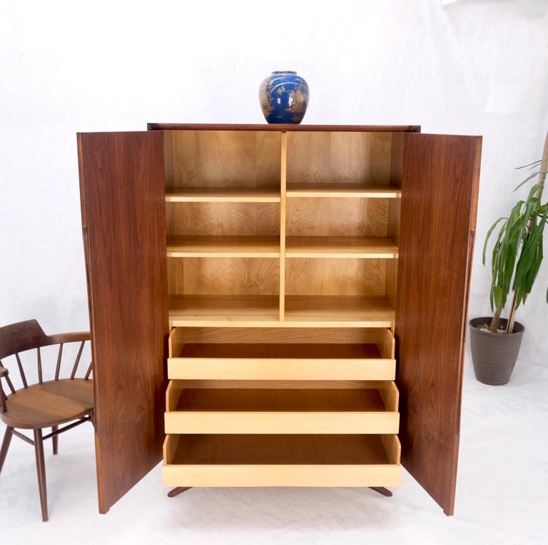 Vladimir Kagan Walnut Dresser Two Door Cabinet Chifforobe on Slayed ...