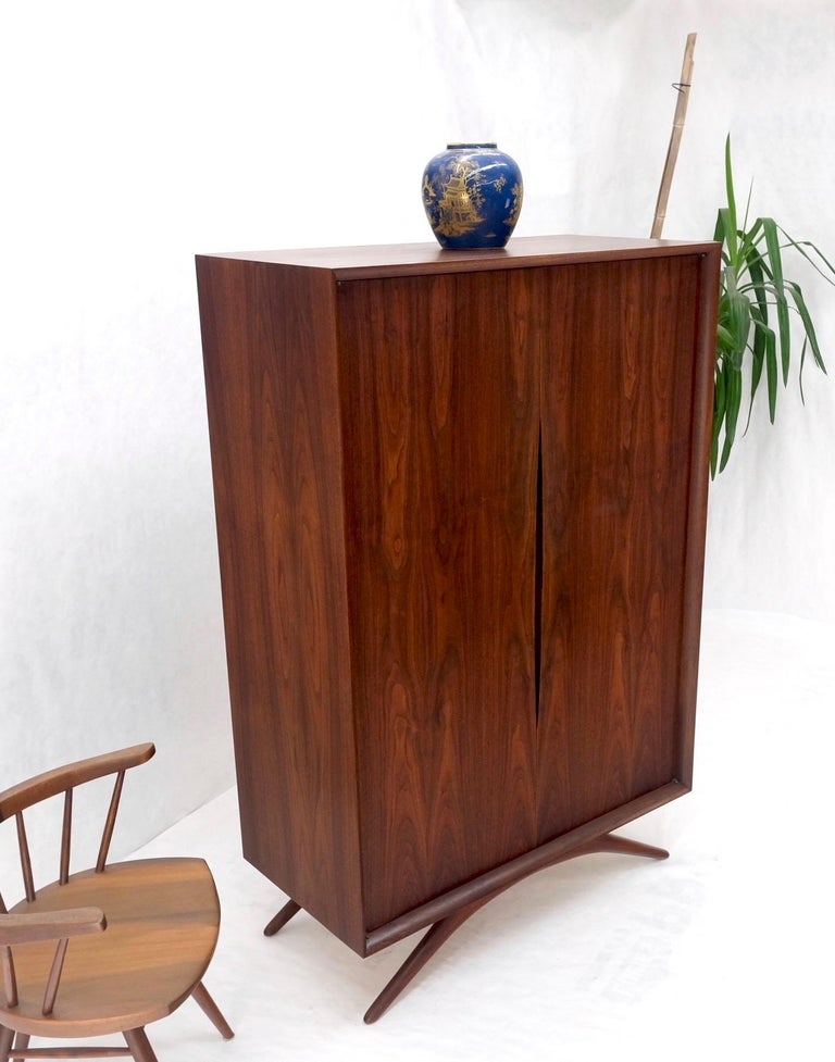 Vladimir Kagan Walnut Dresser Two Door Cabinet Chifforobe on Slayed ...