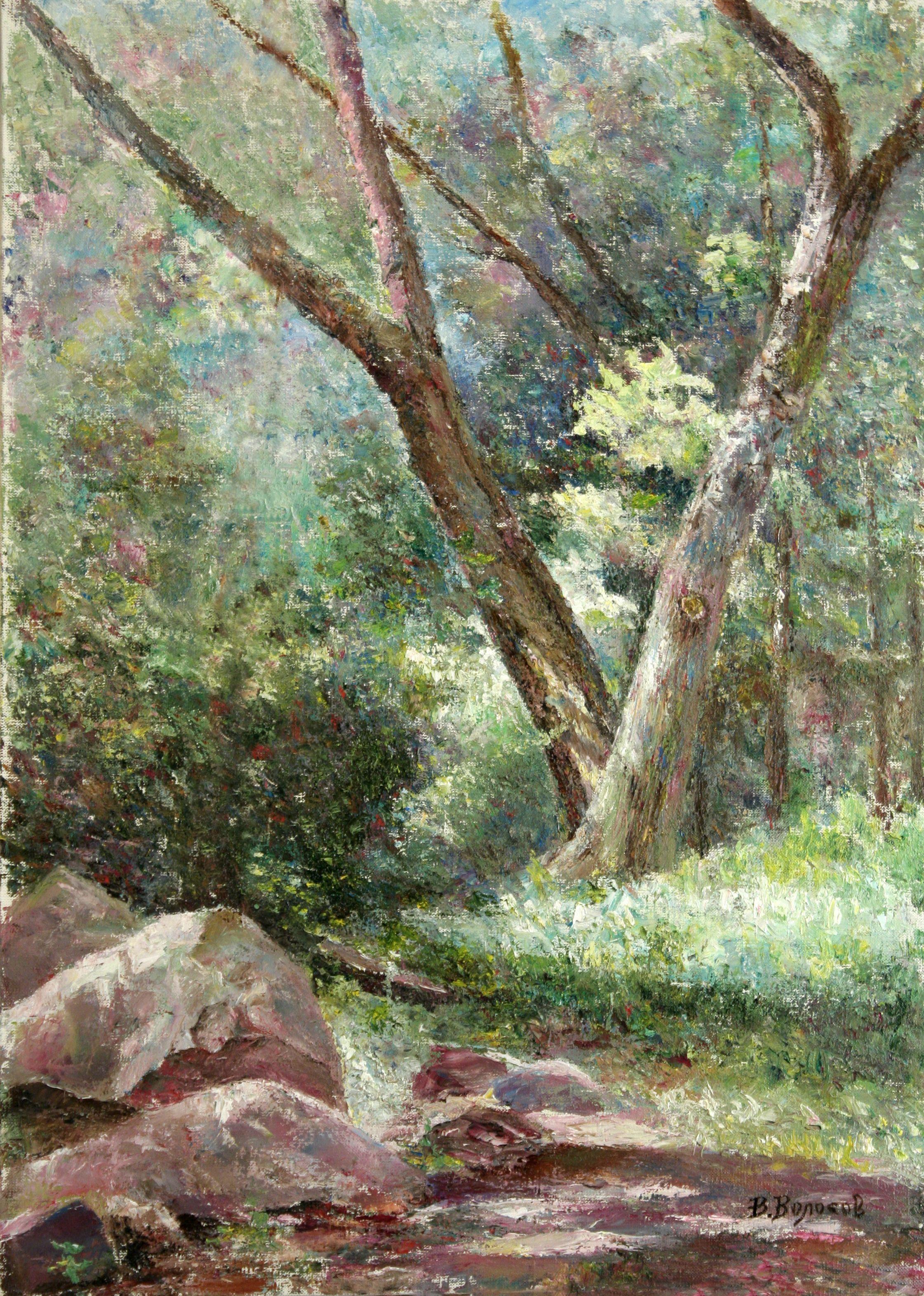 Vladimir Volosov - Landscape with old Tree, Painting, Oil on Canvas For ...
