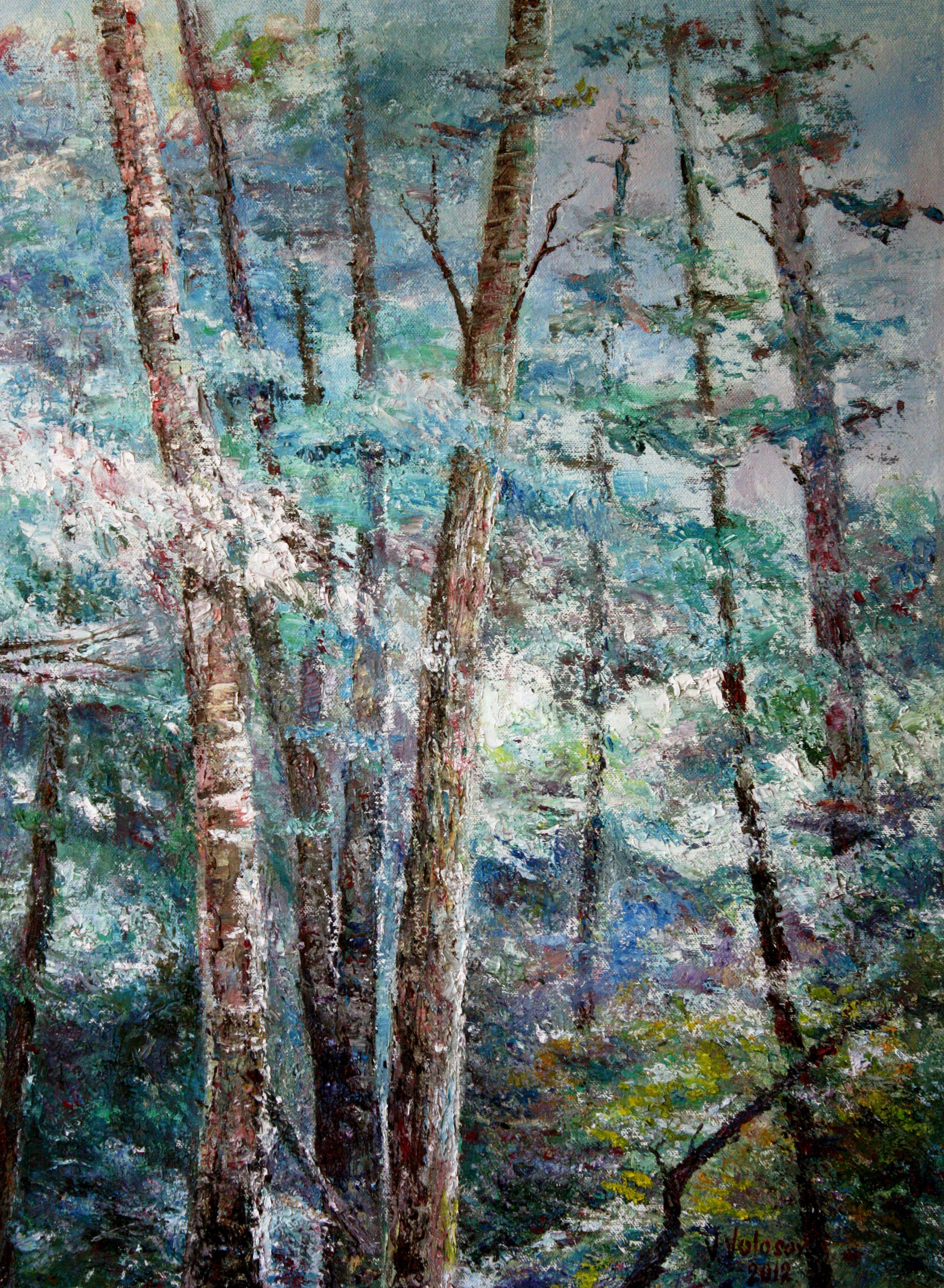 Vladimir Volosov - Landscape in Red Colors, Painting, Oil on Canvas For ...