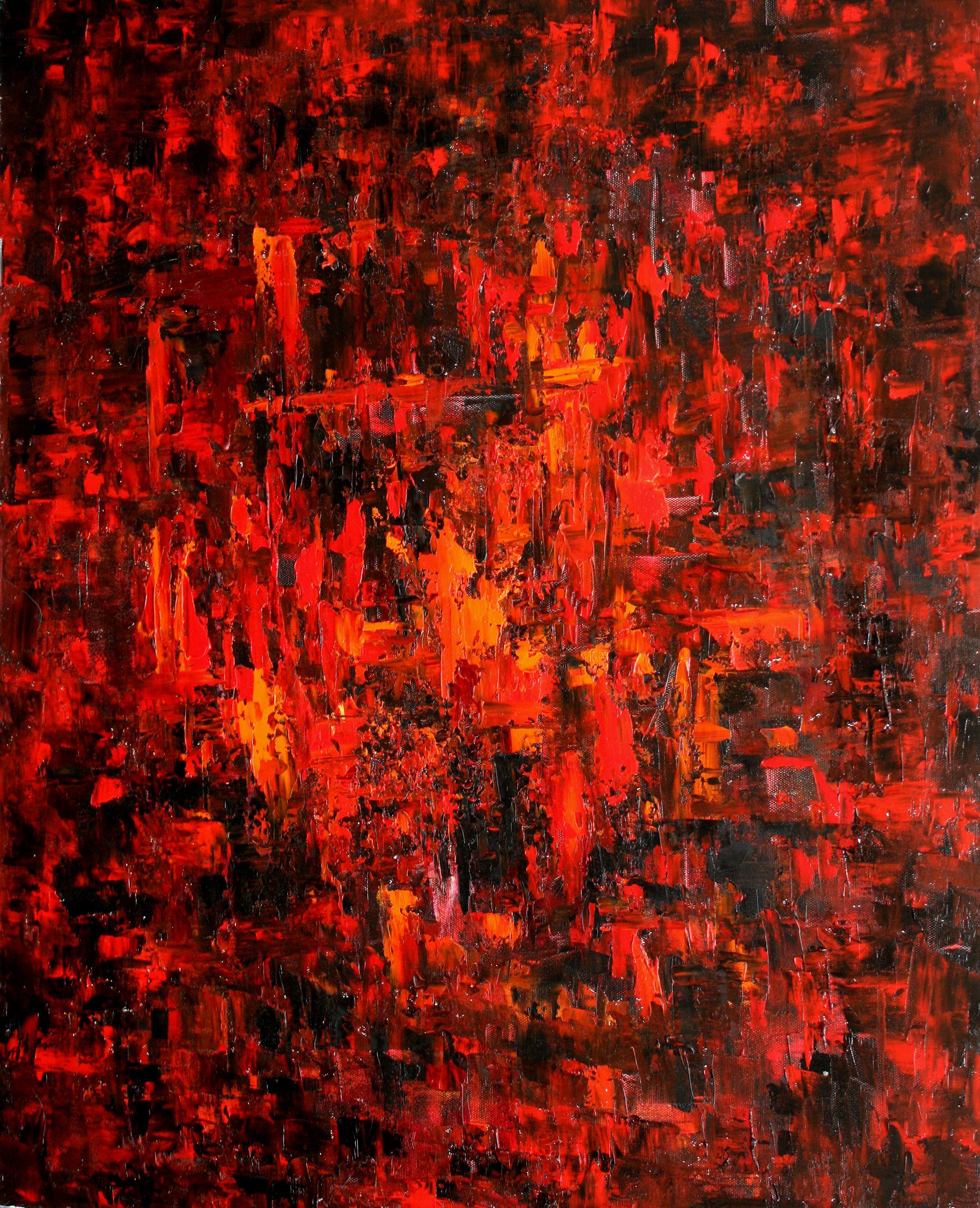 Vladimir Volosov - Landscape in Red Colors, Painting, Oil on Canvas For ...