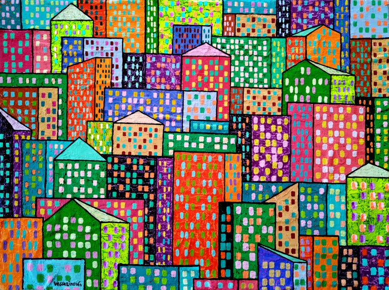 Vlado Vesselinov - City Windows - Painting Beige Colors Yellow Green ...