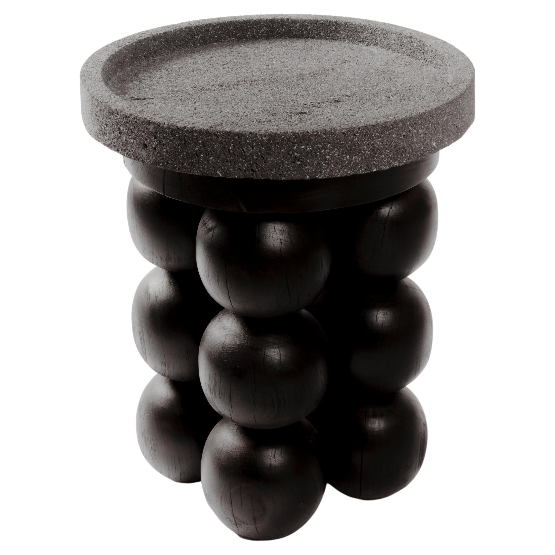Volcanic Stone Table with Turned Wooden Legs by Daniel Orozco For Sale ...