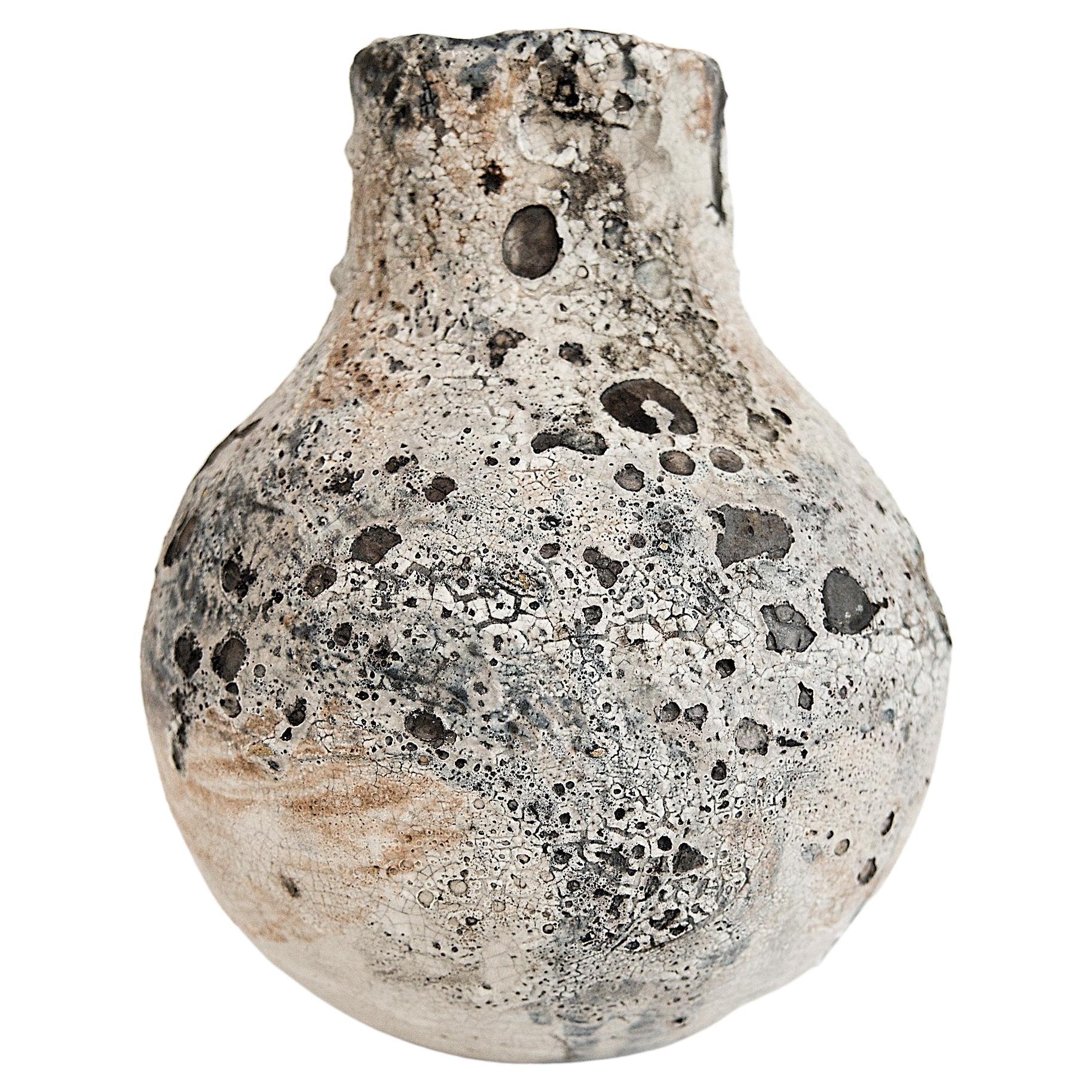 Textured volcanic glaze narrow open vase For Sale at 1stDibs