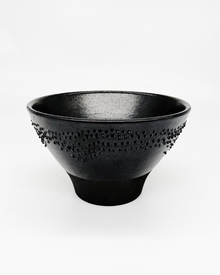 Volcano Black Glazed Textured Porcelain Bowl For Sale at 1stDibs ...