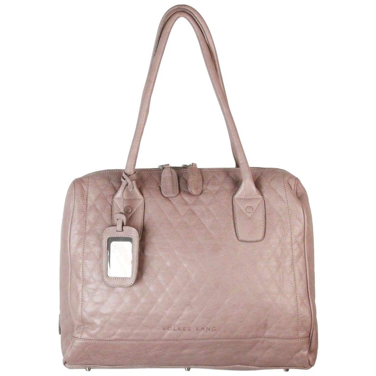 Volker Lang Gray Textured Leather Jackie Brown Work Bag For Sale at ...