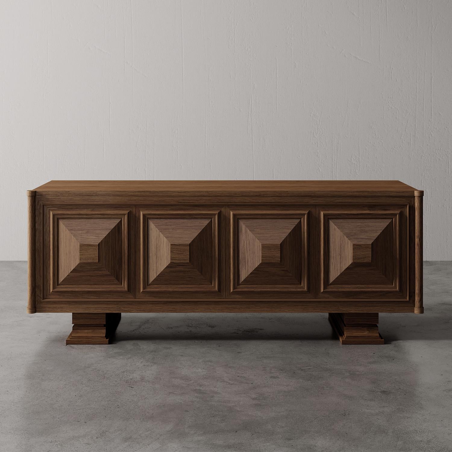 "Voltaire" Figured Oak Sideboard by Christiane Lemieux For Sale at 1stDibs