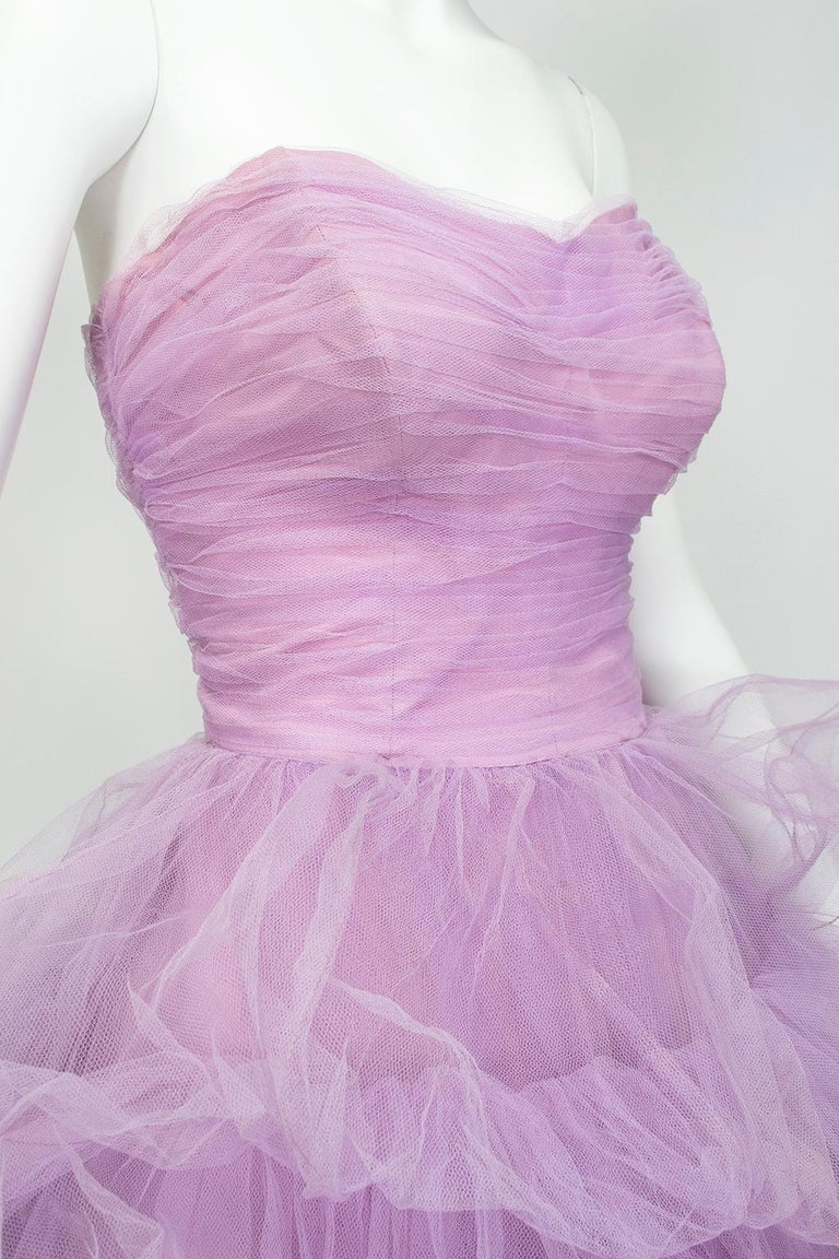 Voluminous Strapless Lavender Tulle Balloon-Ruffle Ballerina Ball Gown ...