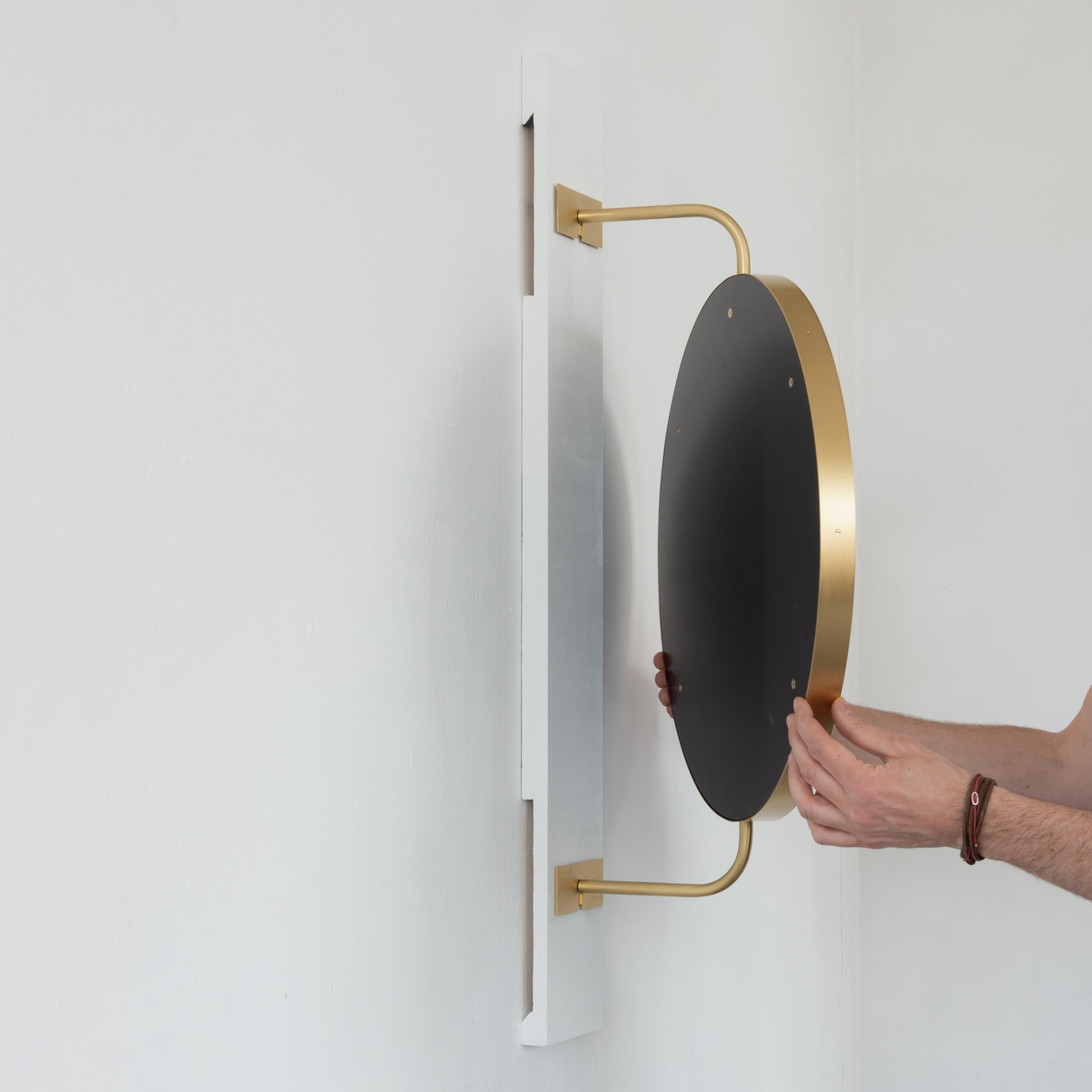 Vorso Wall Attached Suspended Rotating Round Mirror with Brushed Brass ...