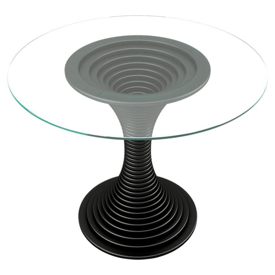 Nova Dining Table, Modern Black Lacquered Dining Table with Clear Glass ...