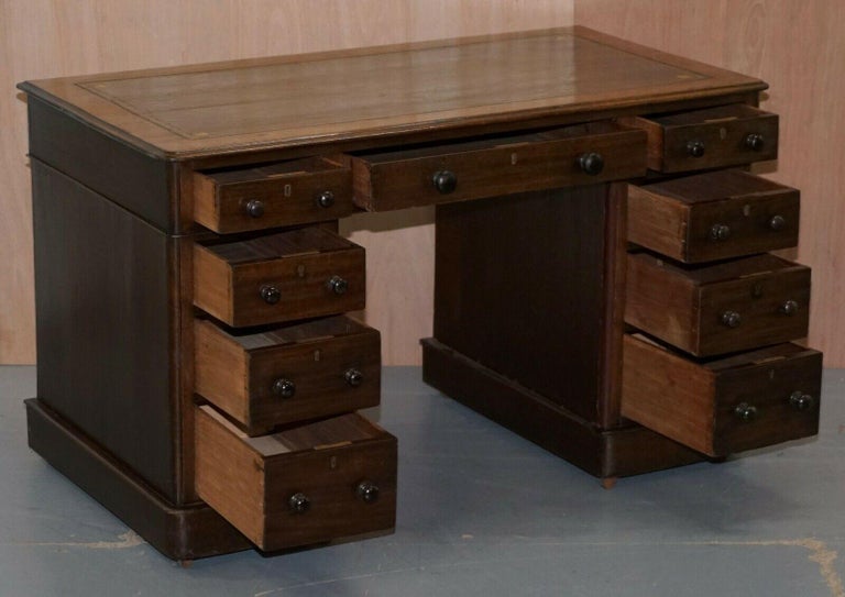 VR Stamped Victoria Regina Hardwood Twin Pedestal Partner Desk ...