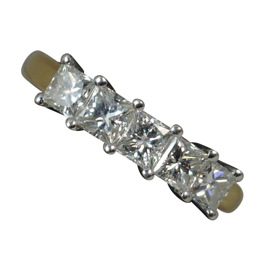 Beautiful 1.75 Carat Diamond Five-Stone Platinum Bezel Set Stack Ring ...