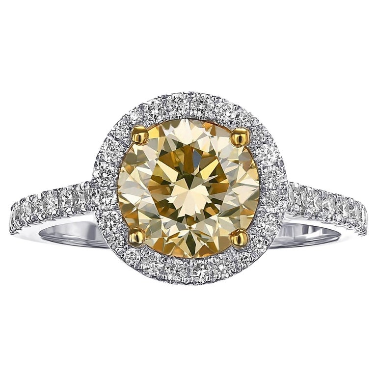 VS 2.42 Carat Total Weight Fancy Round Diamond Halo, 18 kt. White Gold ...