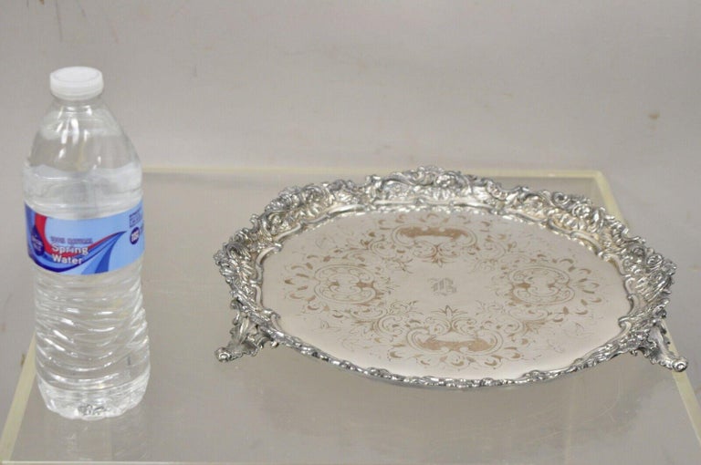 Vtg 1940s Victorian Silver Plate 12" Ornate Round Platter Tray to ...