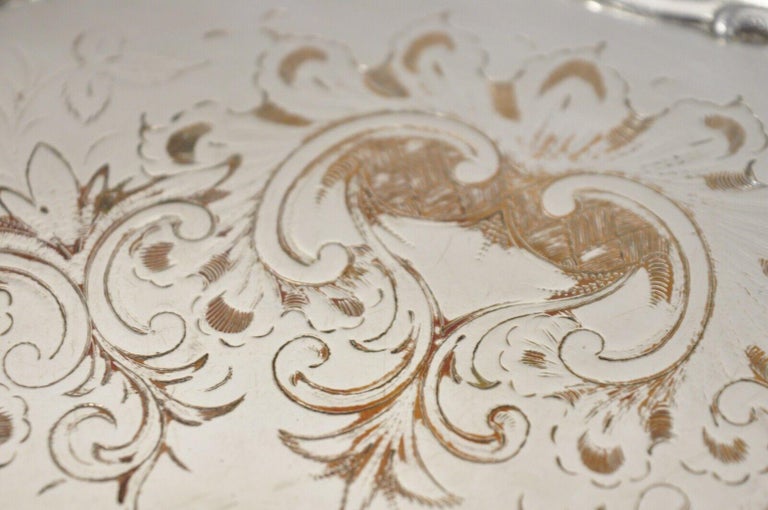 Vtg 1940s Victorian Silver Plate 12" Ornate Round Platter Tray to ...