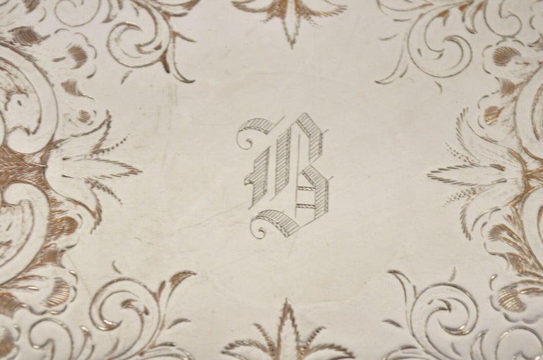 Vtg 1940s Victorian Silver Plate 12" Ornate Round Platter Tray to ...