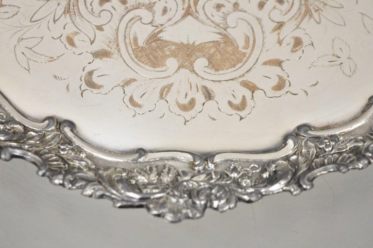 Vtg 1940s Victorian Silver Plate 12" Ornate Round Platter Tray to ...