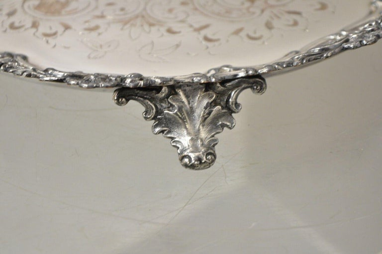 Vtg 1940s Victorian Silver Plate 12" Ornate Round Platter Tray to ...