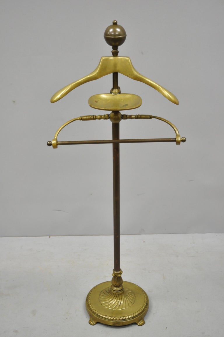 Vtg Brass Empire Cannonball Finial Adjustable Clothing Valet Suit ...