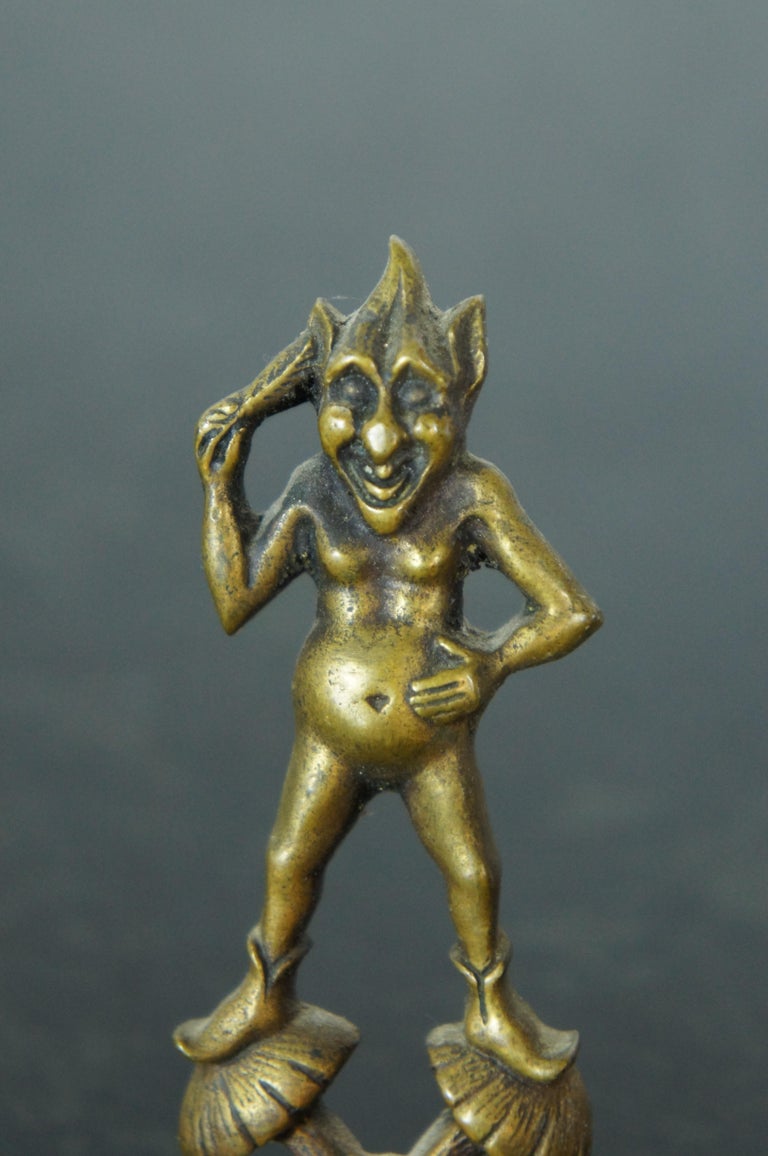 Vtg Brass Exmoor Pixie Fireplace Toasting Pitch Fork Pixy Elf Troll ...