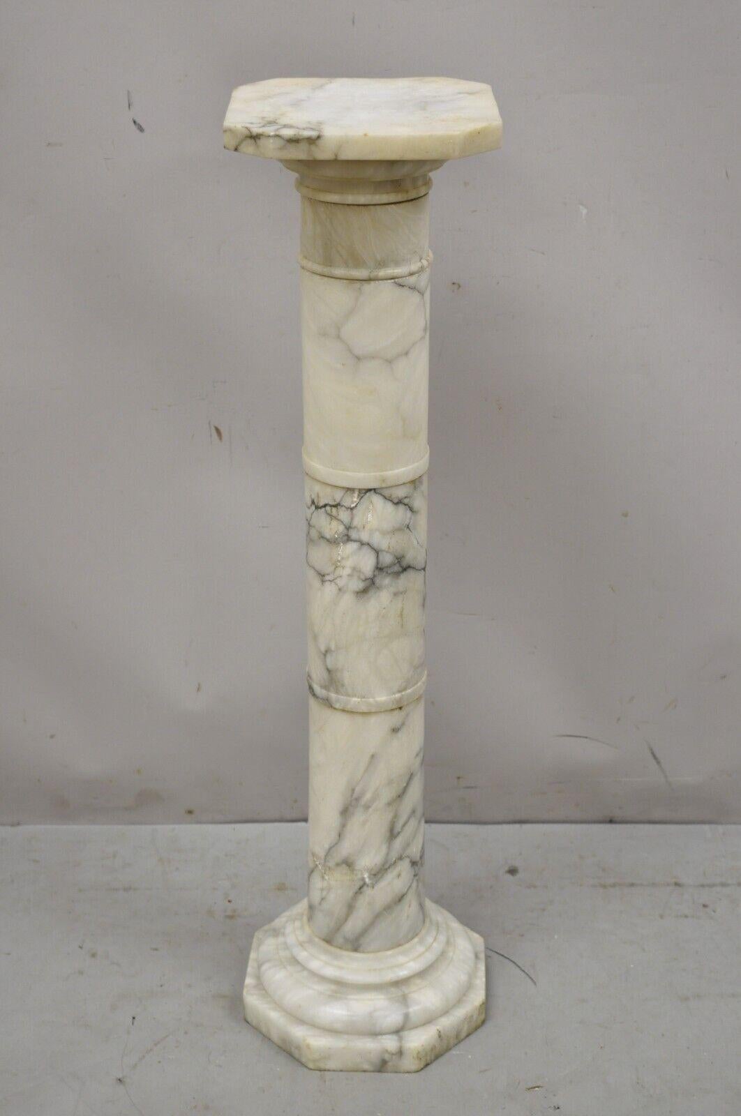 Vtg Carved Marble Neoclassical Classical Style Column Pedestal Plant ...