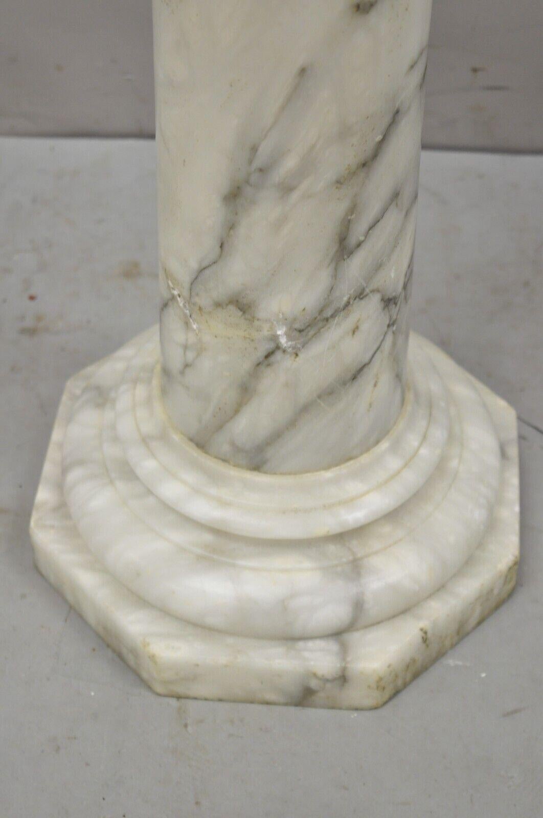 Vtg Carved Marble Neoclassical Classical Style Column Pedestal Plant ...