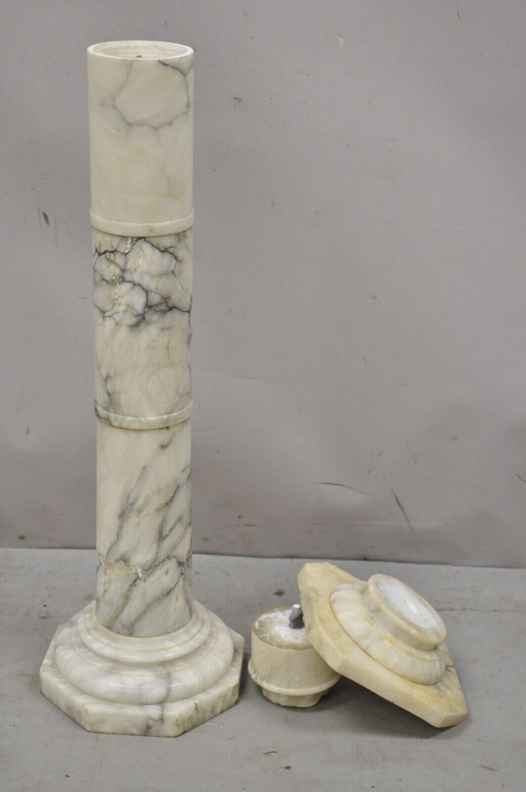 Vtg Carved Marble Neoclassical Classical Style Column Pedestal Plant ...