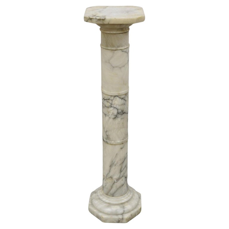 Vtg Carved Marble Neoclassical Classical Style Column Pedestal Plant ...