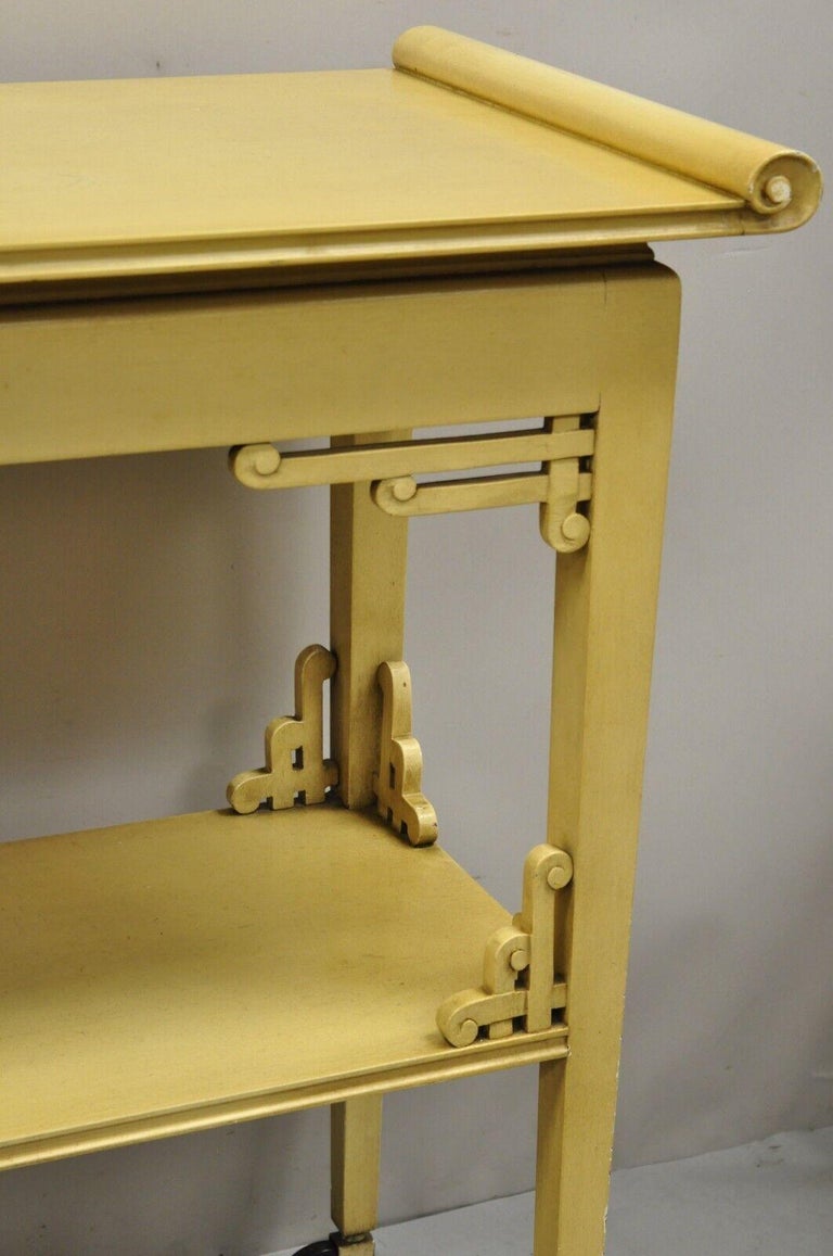 Vtg Chinoiserie Bone Lacquer Oriental James Mont Style Console Hall ...