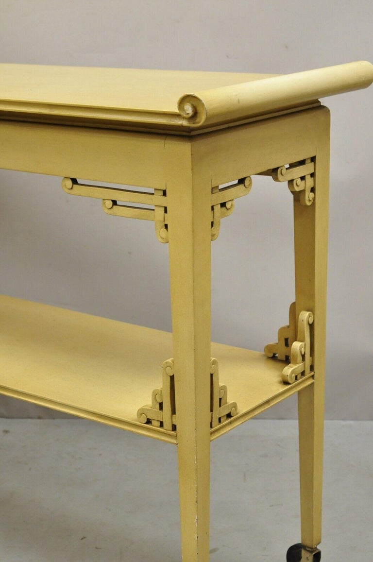 Vtg Chinoiserie Bone Lacquer Oriental James Mont Style Console Hall ...