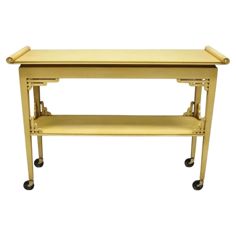 Vtg Chinoiserie Bone Lacquer Oriental James Mont Style Console Hall ...