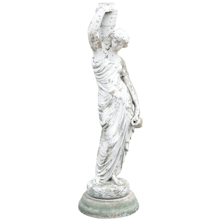 Vtg Concrete Figural Italian Classical Woman Statue Garden Water ...