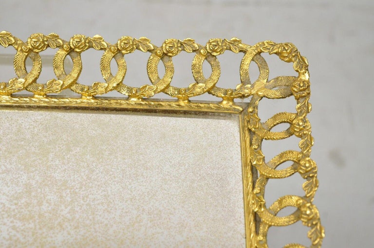 Vtg Filigree Gold French Vanity Set Perfume Bottles Clock Jewelry Box ...