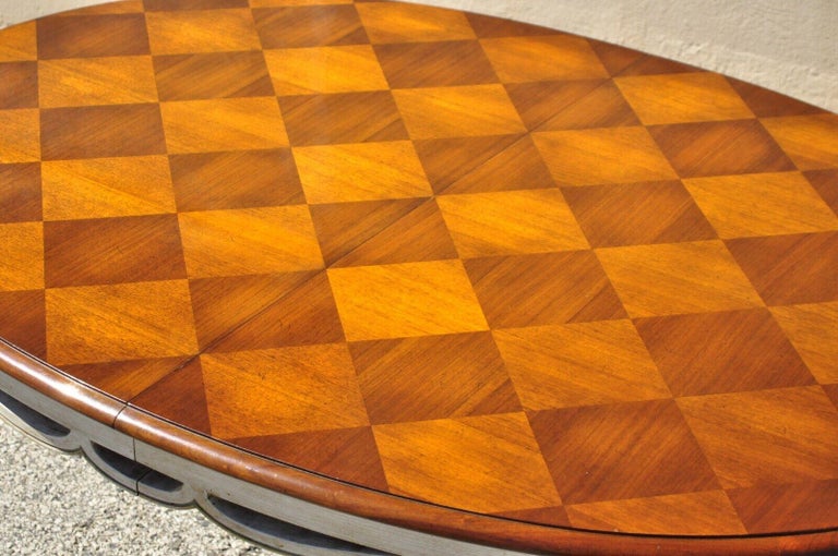 Vtg French Louis XV Style Provincial Parquetry Inlay Oval Dining Table ...