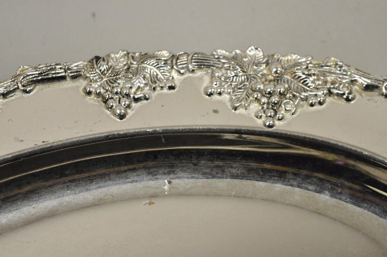Vtg Godinger Victorian Style Silver Plated Grape Cluster Oval Platter Tray For Sale at 1stDibs