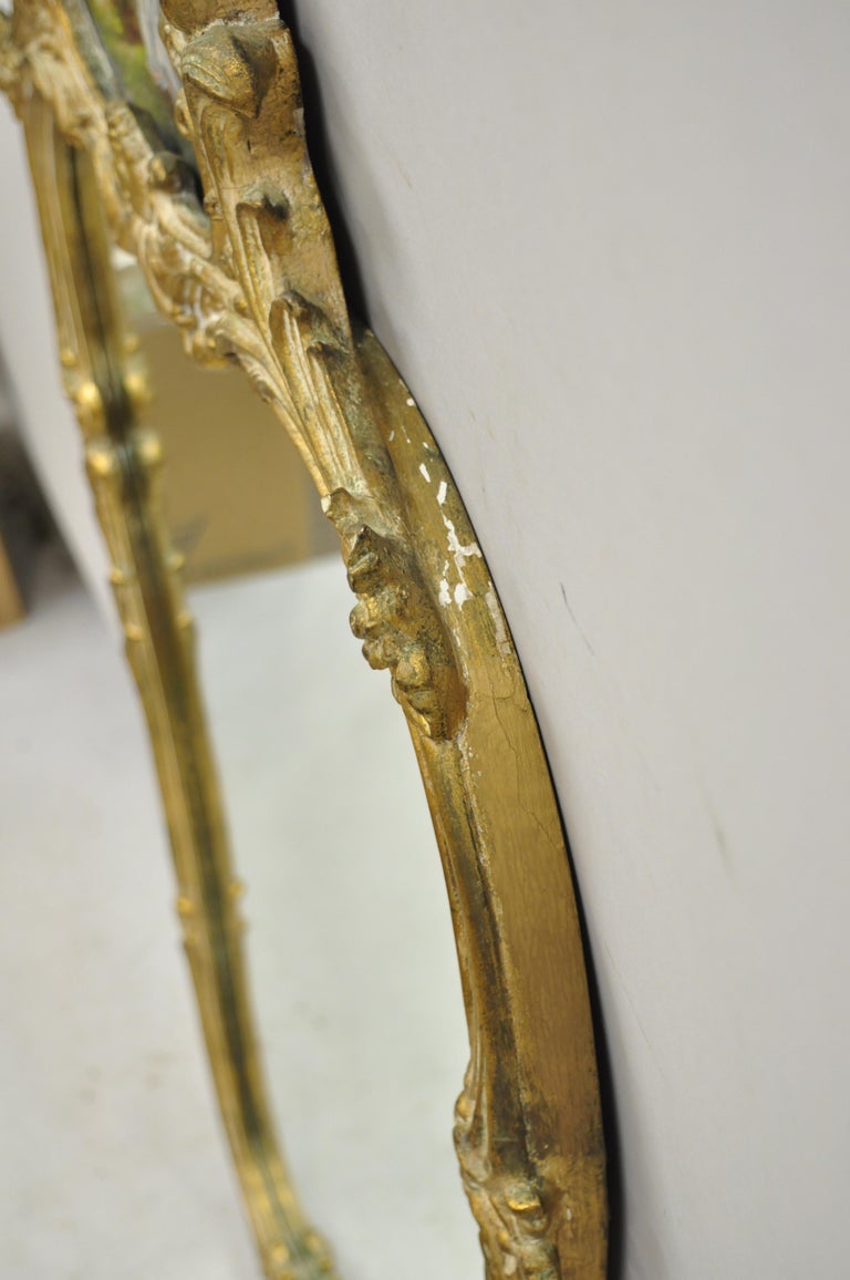 Gold Giltwood French Victorian Style Wall Mirror with Painted Courting ...