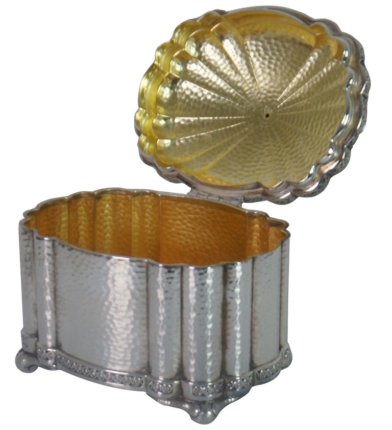 Vtg Israeli Hazorfim Hammered Sterling Silver Etrog Casket Trinket Box ...